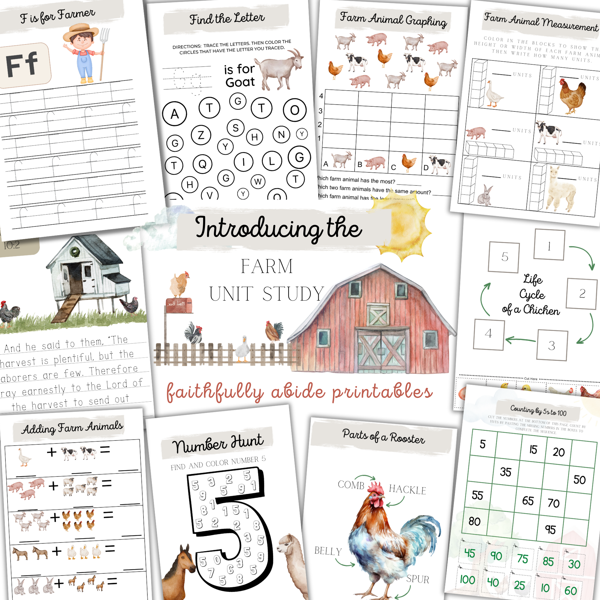 Adorable Preschool Farm Animal Themed Worksheets - Faithfully Abide ...