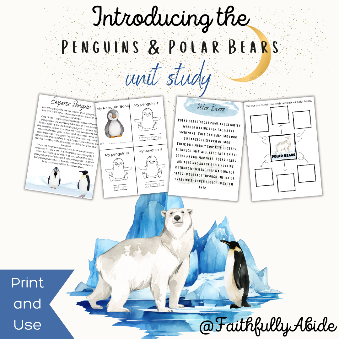 Printable Penguin and Polar Bear Worksheets for kids - Faithfully Abide ...