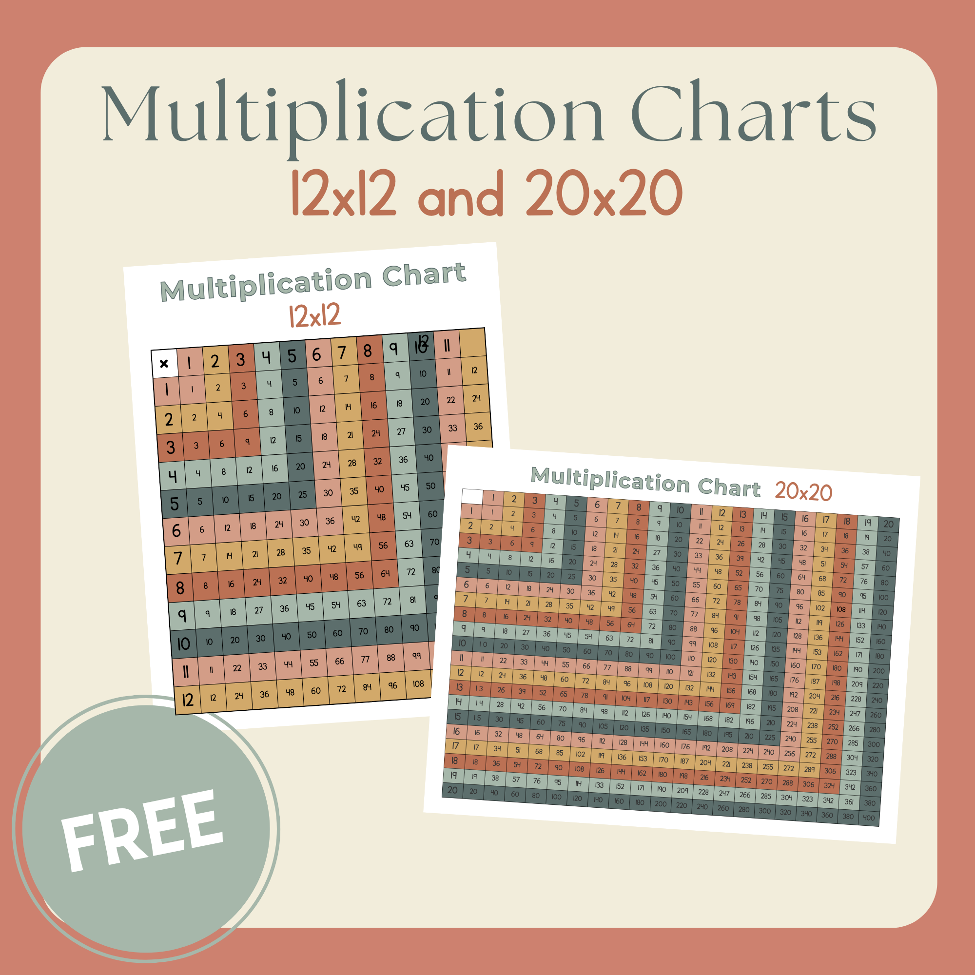Free Printable Multiplication Chart (12x12 & 20x20) - Faithfully Abide ...