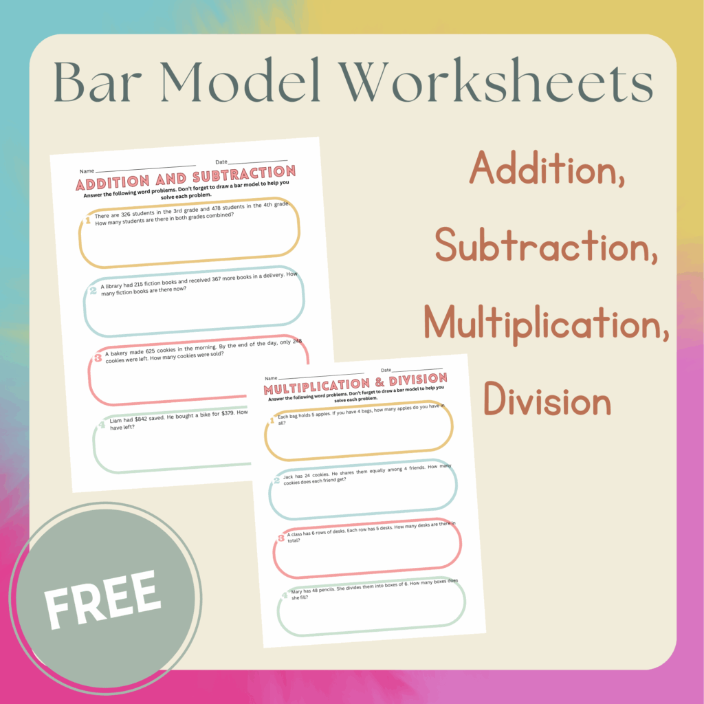 Bar Model Strategies & Worksheets to Solve Word Problems - Faithfully ...
